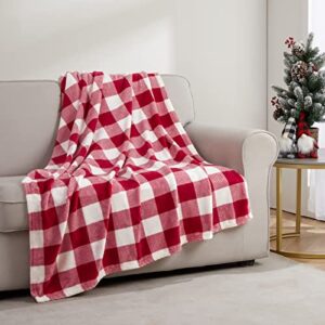 Topfinel Buffalo Plaid Throws Blanket,60 * 80 inch for Adult and Kids, Lightweight, Red and White Gingham Soft Throw Blanket for Couch, Bed, Sofa Luxurious Warm and Cozy for All Seasons