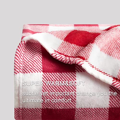 Topfinel Buffalo Plaid Throws Blanket,60 * 80 inch for Adult and Kids, Lightweight, Red and White Gingham Soft Throw Blanket for Couch, Bed, Sofa Luxurious Warm and Cozy for All Seasons