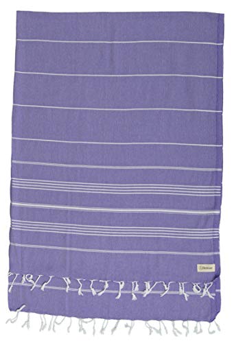 Bersuse 100% Cotton - Anatolia XL Throw Blanket Turkish Towel - 61 x 82 Inches, Dark Purple