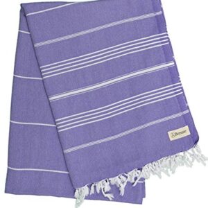 Bersuse 100% Cotton - Anatolia XL Throw Blanket Turkish Towel - 61 x 82 Inches, Dark Purple