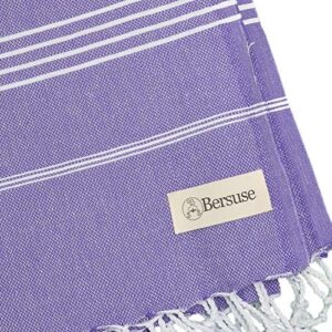 Bersuse 100% Cotton - Anatolia XL Throw Blanket Turkish Towel - 61 x 82 Inches, Dark Purple