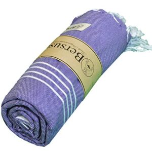 Bersuse 100% Cotton - Anatolia XL Throw Blanket Turkish Towel - 61 x 82 Inches, Dark Purple