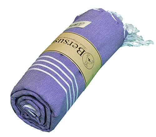 Bersuse 100% Cotton - Anatolia XL Throw Blanket Turkish Towel - 61 x 82 Inches, Dark Purple