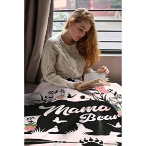 Tuxhhzdda Mama Bear Blanket and Throw, Gifts for Wife Xmas, Gift to Mom, Moms from Daughter, Super Soft Adorable Fleece Blanket for Sofa Outdoor Size:80x60 Inches