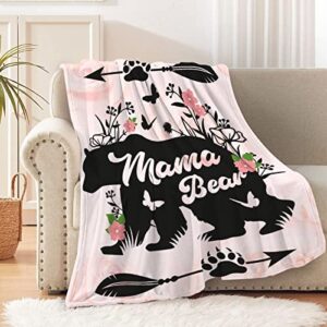 Tuxhhzdda Mama Bear Blanket and Throw, Gifts for Wife Xmas, Gift to Mom, Moms from Daughter, Super Soft Adorable Fleece Blanket for Sofa Outdoor Size:80x60 Inches