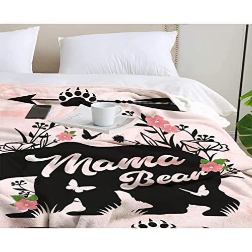 Tuxhhzdda Mama Bear Blanket and Throw, Gifts for Wife Xmas, Gift to Mom, Moms from Daughter, Super Soft Adorable Fleece Blanket for Sofa Outdoor Size:80x60 Inches