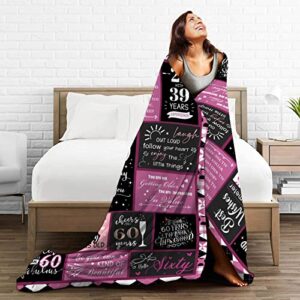 tgruihm 60th Birthday Gifts for Women, Happy 60th Birthday Blanket 1963, 60th Birthday Decorations Women Throw Blanket 50"x60", Turning 60 Years Old Gifts Flannel Blanket for Mom Sister Friends