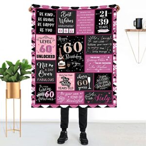 tgruihm 60th Birthday Gifts for Women, Happy 60th Birthday Blanket 1963, 60th Birthday Decorations Women Throw Blanket 50"x60", Turning 60 Years Old Gifts Flannel Blanket for Mom Sister Friends