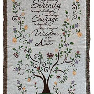 EZ.enjoy God Grant Me The Serenity Prayer Woven Tapestry Throw Blanket with Fringe 50 X 60 Inches