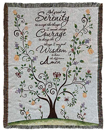 EZ.enjoy God Grant Me The Serenity Prayer Woven Tapestry Throw Blanket with Fringe 50 X 60 Inches