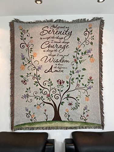 EZ.enjoy God Grant Me The Serenity Prayer Woven Tapestry Throw Blanket with Fringe 50 X 60 Inches