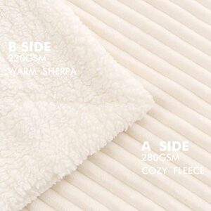 EMEMA Sherpa Fleece Throw Blanket for Couch Cream White Thick Fuzzy Warm Soft Blankets and Throws for Sofa, 50x60 Inch