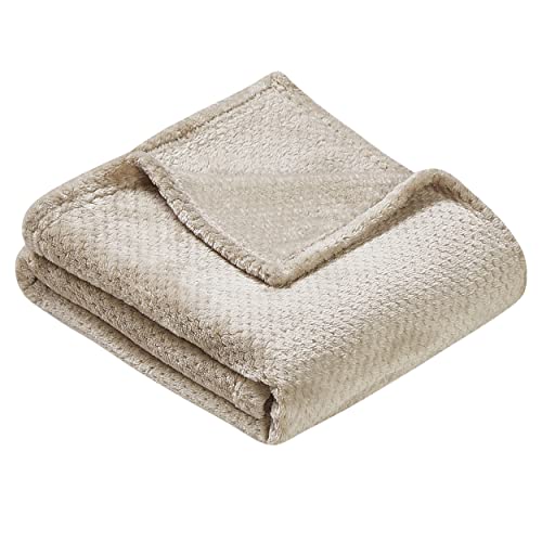 Thesis Fleece Throw Blanket for Couch Linen Throw Blanket – Waffle Weave Textured Microfiber Cozy Soft Throw Blanket, 50x60 Inches