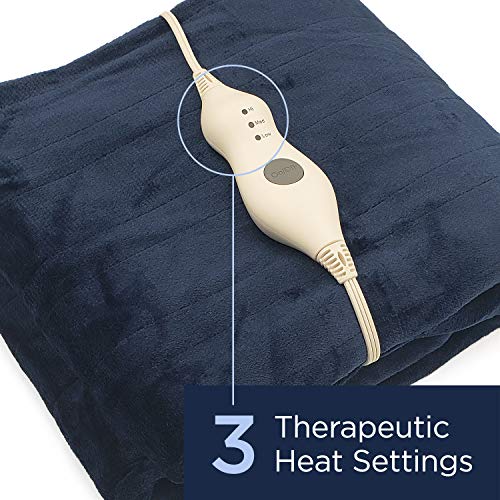 Dr Relief Electric Heated Throw Blanket Fleece with Controller, 4 Hours Auto Shut-Off, Fast Warming, Full-Body Comfort, Luxuriously Soft, Machine Washable, 50" x 60", Micromink for Cozy Couch or Bed