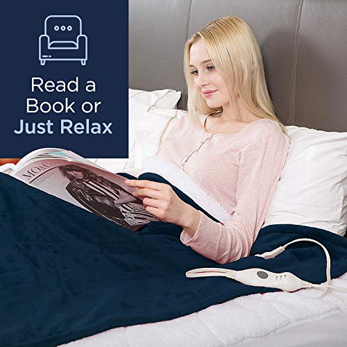 Dr Relief Electric Heated Throw Blanket Fleece with Controller, 4 Hours Auto Shut-Off, Fast Warming, Full-Body Comfort, Luxuriously Soft, Machine Washable, 50" x 60", Micromink for Cozy Couch or Bed