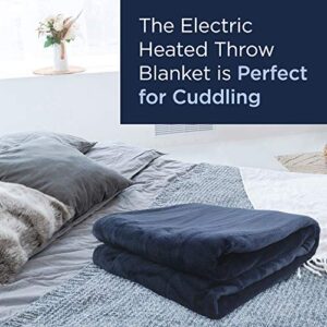 Dr Relief Electric Heated Throw Blanket Fleece with Controller, 4 Hours Auto Shut-Off, Fast Warming, Full-Body Comfort, Luxuriously Soft, Machine Washable, 50" x 60", Micromink for Cozy Couch or Bed