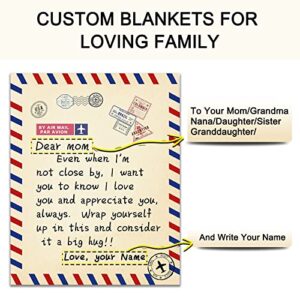 SIMIEEK Custom Blanket for Mom Personalized to My Mom from Daughter Son Letter Throw Blanket for Couch Bed Sofa, Mothers Day Birthday Gifts