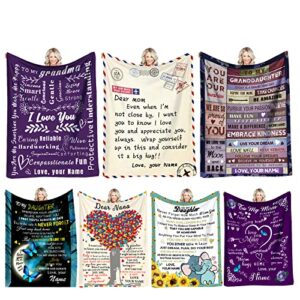 SIMIEEK Custom Blanket for Mom Personalized to My Mom from Daughter Son Letter Throw Blanket for Couch Bed Sofa, Mothers Day Birthday Gifts