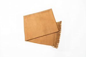 khusco | 100% baby alpaca wool throw blanket joy | 71" l x 51" w | warm peruvian cozy, lightweight for home and travel | camel