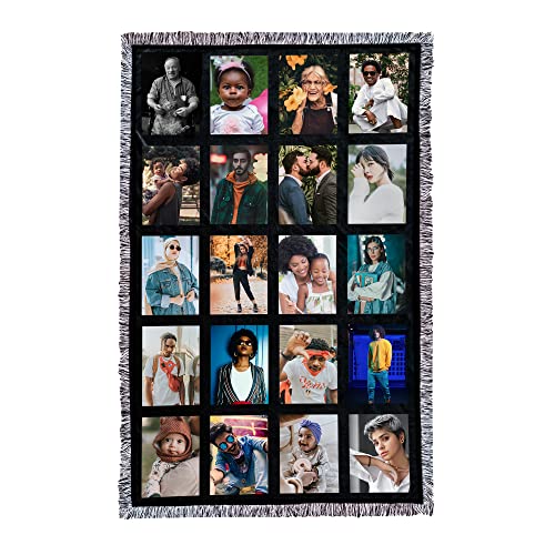 20-Panel Blank Sublimation Plush Velvet Blanket with Soft Edge Frills, DIY Velvet Blanket, Soft Sublimation Blanket, Black, 40 x 60'' (BL-40X60-20P)