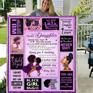 to my daughter i will always be there to support you love mom black woman blanket birthday gift winter warm fleece blanket (80x60inch,basketball)