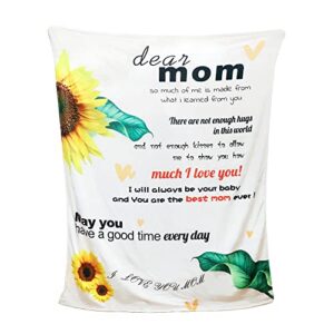 80x60 inches birthday gifts for mom, unique gifts for mom from son daughter, super soft throw blanket for sofa bed, lightweig warm throw blanket