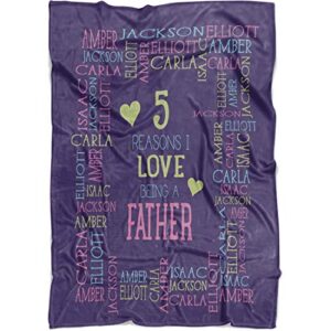 Personalized Grandma Blanket Throw. Reasons I Love Being a Grandpa Grandma Papa Mommy Nana. Customized Blanket for Grandparent with All Names in for Birthday (Purple, Fleece 50" x 60")