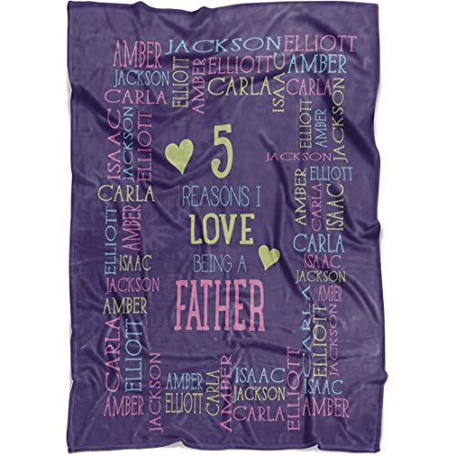 Personalized Grandma Blanket Throw. Reasons I Love Being a Grandpa Grandma Papa Mommy Nana. Customized Blanket for Grandparent with All Names in for Birthday (Purple, Fleece 50" x 60")