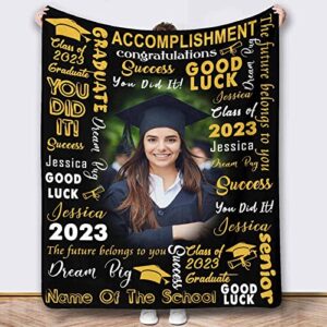 yfgohighhh personalized class of 2023 bedding throw blankets one photos, yellow funny for graduation valentines,boyfriend,dad,mom,friends,new year,birthday-30 x40