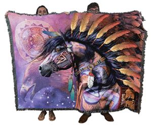 pure country weavers shaman blanket by laurie prindle - native american - horse lover gift tapestry throw woven from cotton - made in the usa (72x54)