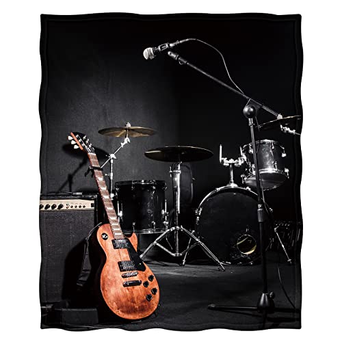 Levens Musical Instruments Guitar Blanket Gifts for Boys Men Girls, Rock Instrument Decoration for Home Bedroom Living Room Lounge, Soft Warm Smooth Lightweight Throw Blankets 50"x60"