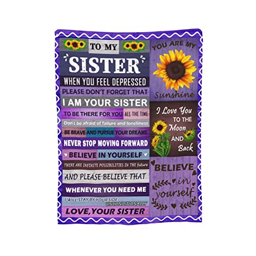 Sister Birthday Gifts from Sister Throw Blanket Gifts for Sister Flannel Blankets Sisters Gifts from Sister Soft Microfiber Fleece Blanket for Bed Sofa, for Sister 60"X50"