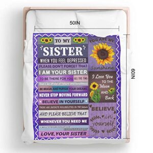 Sister Birthday Gifts from Sister Throw Blanket Gifts for Sister Flannel Blankets Sisters Gifts from Sister Soft Microfiber Fleece Blanket for Bed Sofa, for Sister 60"X50"