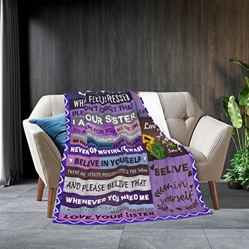 Sister Birthday Gifts from Sister Throw Blanket Gifts for Sister Flannel Blankets Sisters Gifts from Sister Soft Microfiber Fleece Blanket for Bed Sofa, for Sister 60"X50"