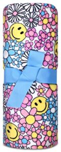 iscream silky soft plush 56" x 60" bold print fleece throw blanket - daisy smiles