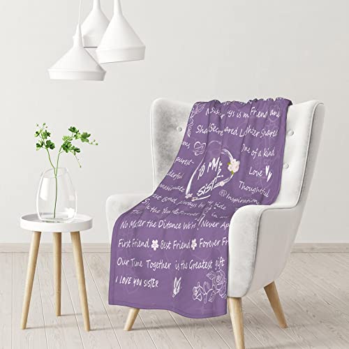 Ujifuis Best Sisters Blanket Gifts from Sister Birthday Gifts from Sister-Gifts for Sisters from Sisters-Big Sister Gift for Little Sister-Birthday Gifts for Sister from Brother 60"x50"（Purple）