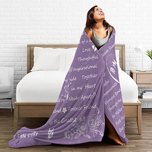 Ujifuis Best Sisters Blanket Gifts from Sister Birthday Gifts from Sister-Gifts for Sisters from Sisters-Big Sister Gift for Little Sister-Birthday Gifts for Sister from Brother 60"x50"（Purple）