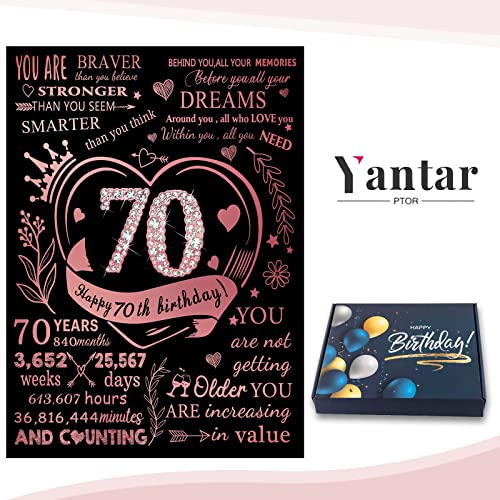 Happy 70th Birthday Gifts for Women, 70th Birthday Blanket with Gift Box, 70th Birthday Gift Ideas for Women, 70 Year Old Birthday Decorations for Women, 1953 Birthday Throw Blanket for Her 60"x50"