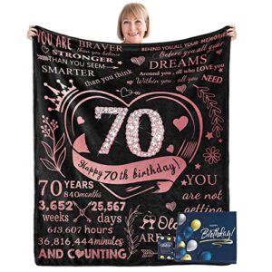 happy 70th birthday gifts for women, 70th birthday blanket with gift box, 70th birthday gift ideas for women, 70 year old birthday decorations for women, 1953 birthday throw blanket for her 60"x50"