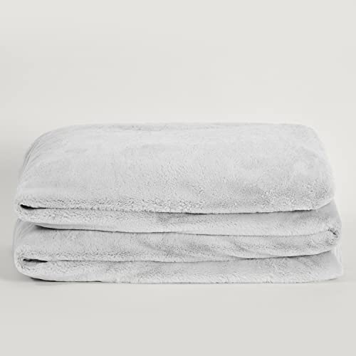 UnHide Cuddle Puddle - Faux Fur Blanket - Oversized, Lightweight, Extra Soft Blanket - Machine Washable - Add a Layer of Softness to Any Bed or Couch - 100” x 100” - Silver Fox