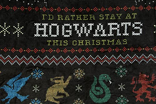 Northwest Harry Potter I'd Rather Stay at Hogwarts Holiday Plush Throw Blanket 46' x 60'