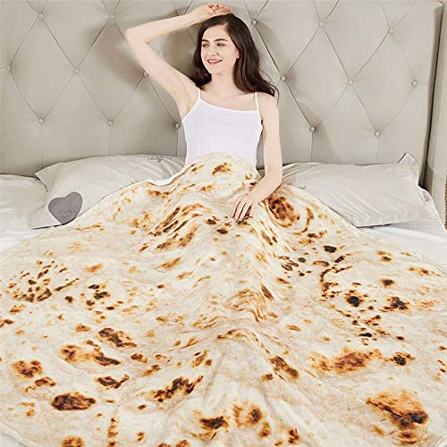 Burritos Tortilla Blanket, Double Sided Giant Flour Tortilla Throw Blanket, Novelty Tortilla Blanket, 300 GSM Soft and Comfortable Flannel Taco Blanket (71 inches)