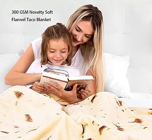 Burritos Tortilla Blanket, Double Sided Giant Flour Tortilla Throw Blanket, Novelty Tortilla Blanket, 300 GSM Soft and Comfortable Flannel Taco Blanket (71 inches)