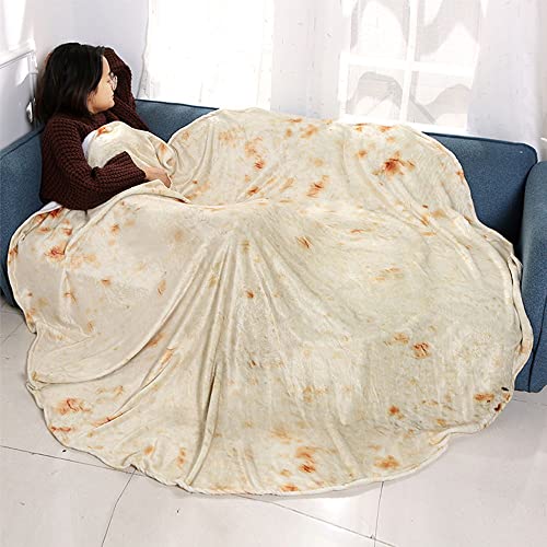 Burritos Tortilla Blanket, Double Sided Giant Flour Tortilla Throw Blanket, Novelty Tortilla Blanket, 300 GSM Soft and Comfortable Flannel Taco Blanket (71 inches)