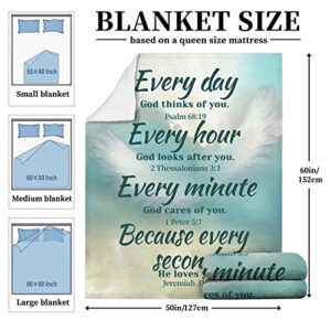 GERMSLAP Healing Throw Blanket Christian Gift with Inspirational Bible Verse Prayers Blanket, Religious Spiritual Gifts Sympathy Compassion Get Well Blankets for Women Men Gift - Blue Sky 60"x50"