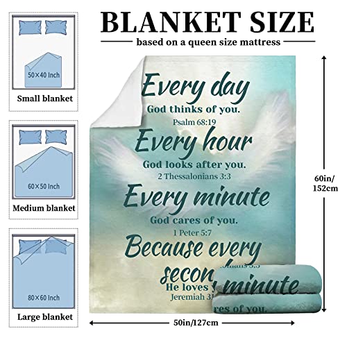 GERMSLAP Healing Throw Blanket Christian Gift with Inspirational Bible Verse Prayers Blanket, Religious Spiritual Gifts Sympathy Compassion Get Well Blankets for Women Men Gift - Blue Sky 60"x50"