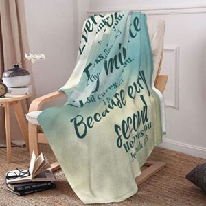 GERMSLAP Healing Throw Blanket Christian Gift with Inspirational Bible Verse Prayers Blanket, Religious Spiritual Gifts Sympathy Compassion Get Well Blankets for Women Men Gift - Blue Sky 60"x50"