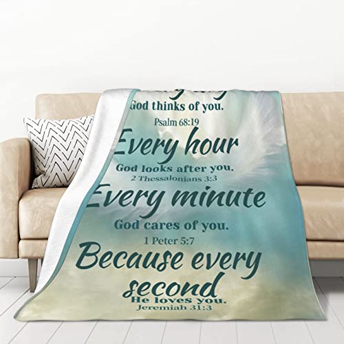 GERMSLAP Healing Throw Blanket Christian Gift with Inspirational Bible Verse Prayers Blanket, Religious Spiritual Gifts Sympathy Compassion Get Well Blankets for Women Men Gift - Blue Sky 60"x50"