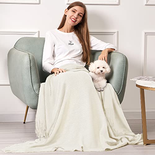 Super Soft Throw Blanket Lightweight Cozy Warm Fluffy Throw Blankets for Couch Bed Sofa 50x60 Inches White