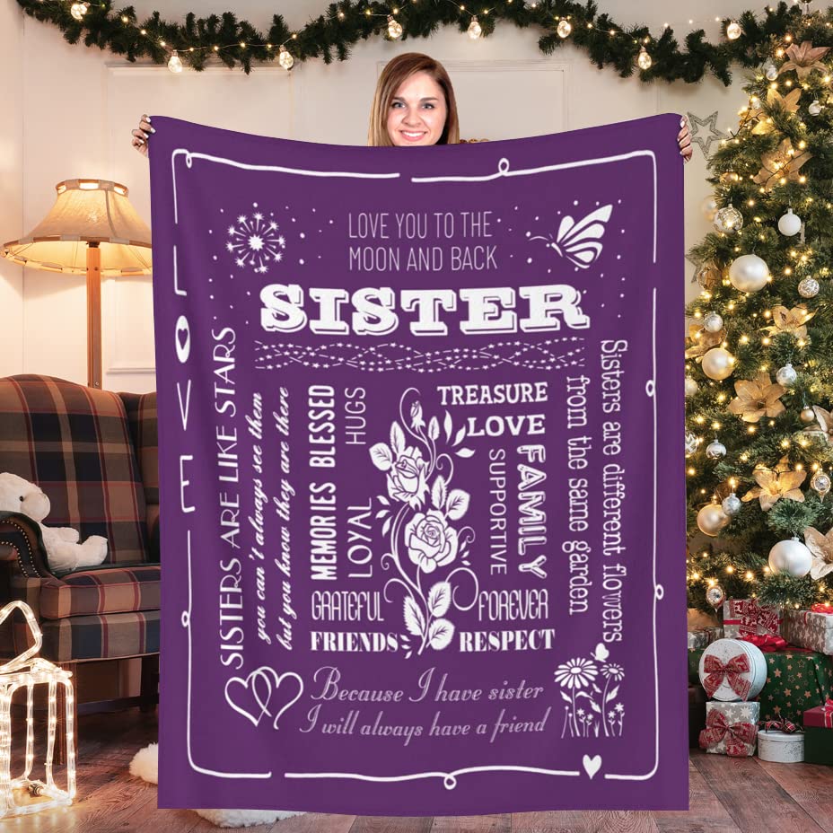 Sister Blanket Birthday Gift for Sister from Sister Fleece Throw Blanket Super Soft Fleece Flannel Plush Microfiber Blanket for Couch Bed Sofa(50" X 60")